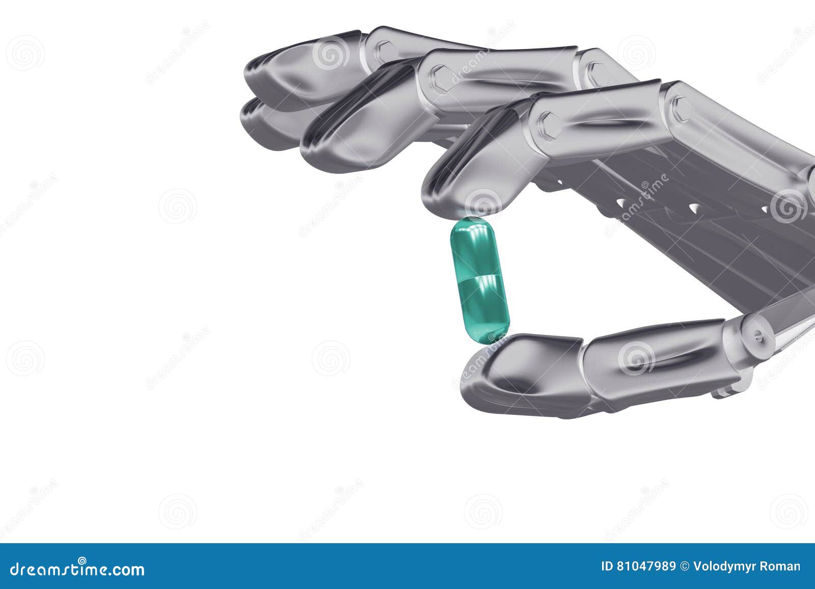 3d Illustration, Hand Robot Holding Pill Stock Illustration ...