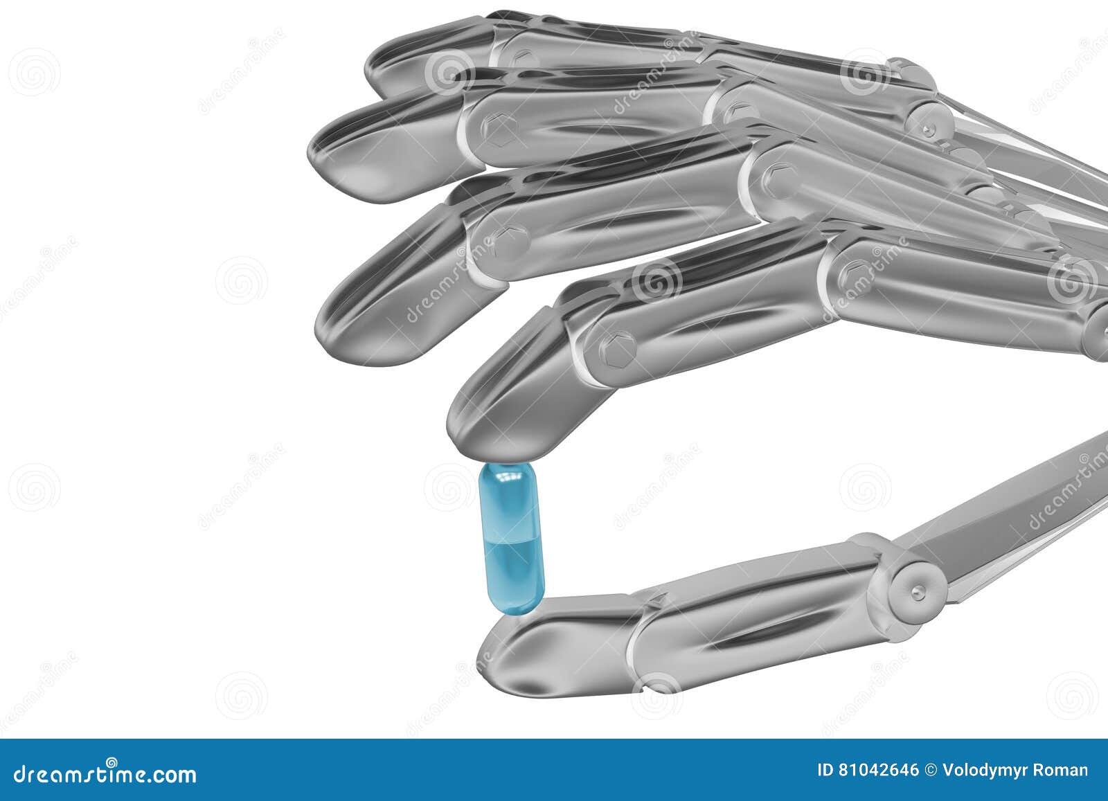 3d Illustration, Hand Robot Holding Pill Stock Illustration ...