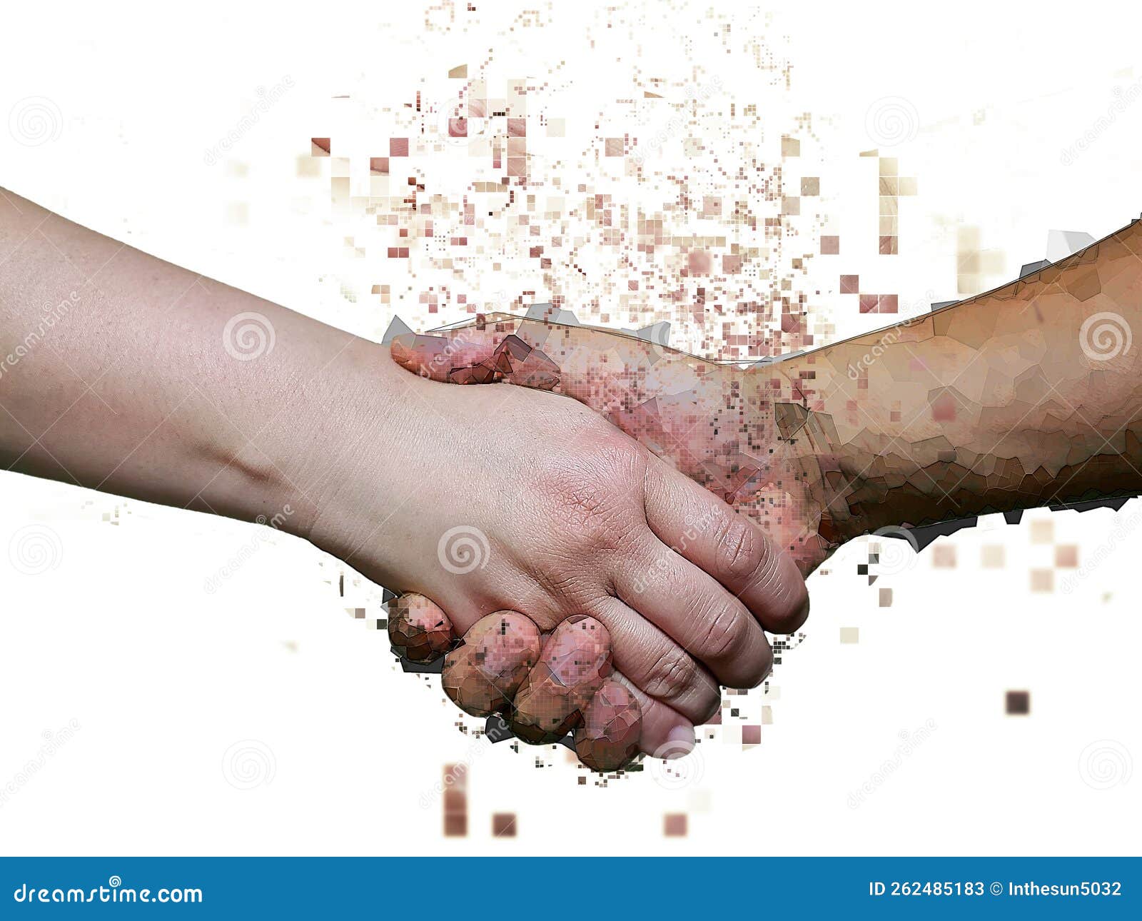 3d Illustration Synthesizing the Effect of an Explosion on a Handshake ...