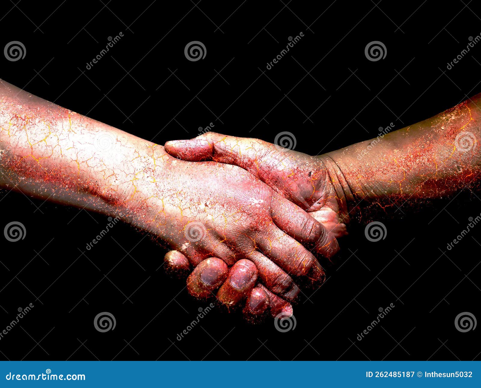 3d Illustration that Synthesizes the Effect of Flames on the Handshake ...