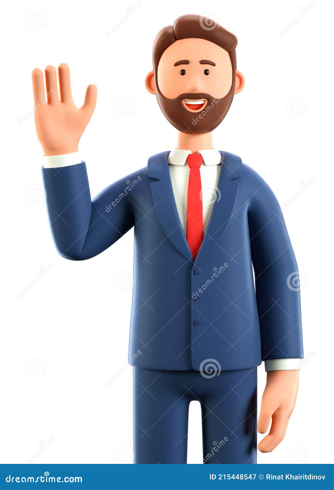 3D Illustration of Happy Greeting Gesture Man Waving Hand. Cute Cartoon ... 3D Illustration of Happy Greeting Gesture Man Waving Hand. Cute Cartoon ...