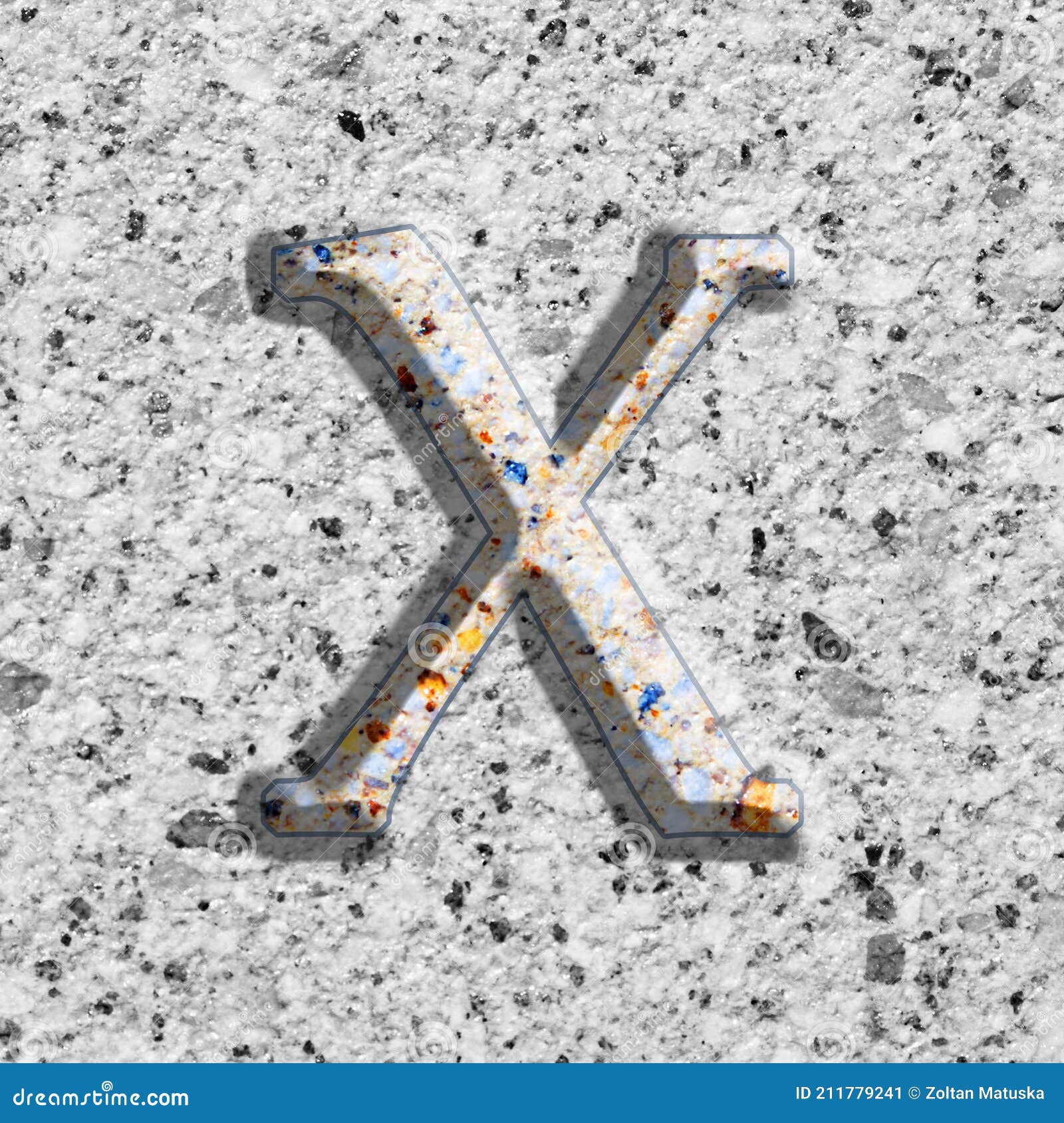 3D Illustration Hard Stone LETTER X, Rustic Rock Alphabet, Design ...