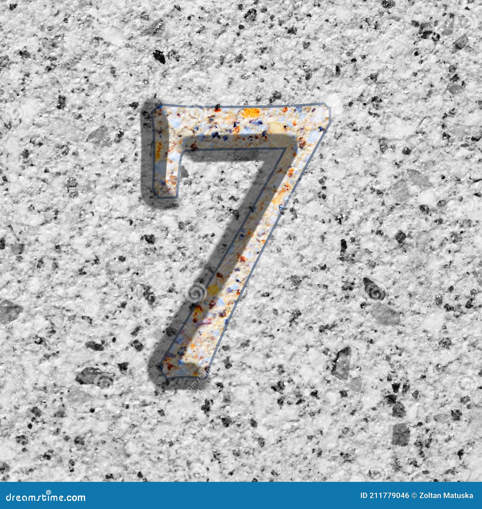3D Illustration Hard Stone NUMBER 7, Rustic Rock Alphabet, Design ...