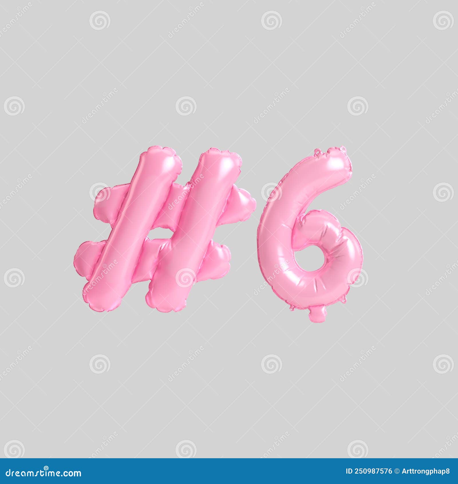3d Illustration of 6 Hashtag Pink Balloons Isolated on White Background ...
