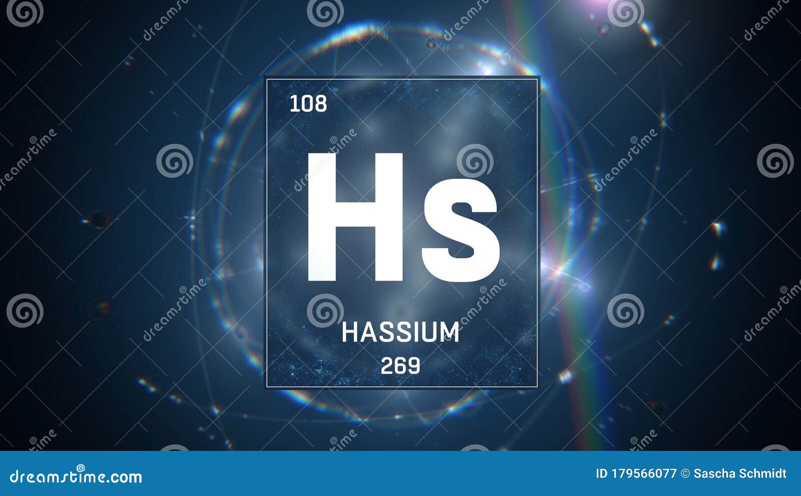 Hassium As Element 108 of the Periodic Table 3D Illustration on Blue ...