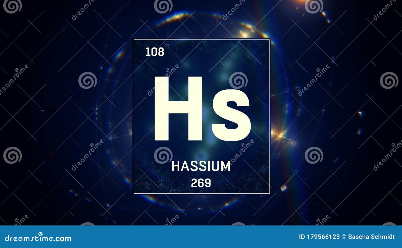 Hassium As Element 108 of the Periodic Table 3D Illustration on Blue ...
