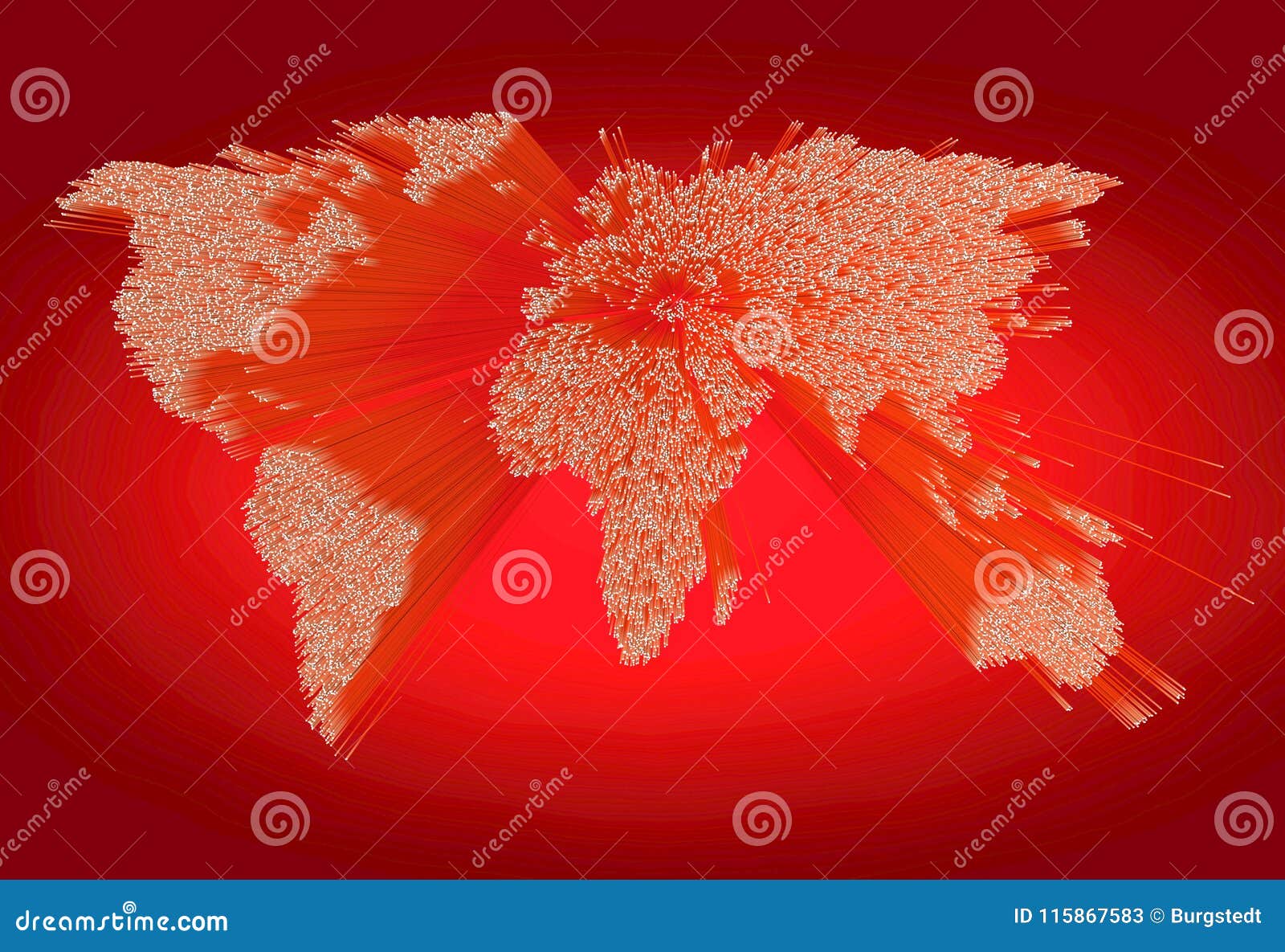 Heavy Extruded Red World Map Consisting of Points Stock Illustration ...