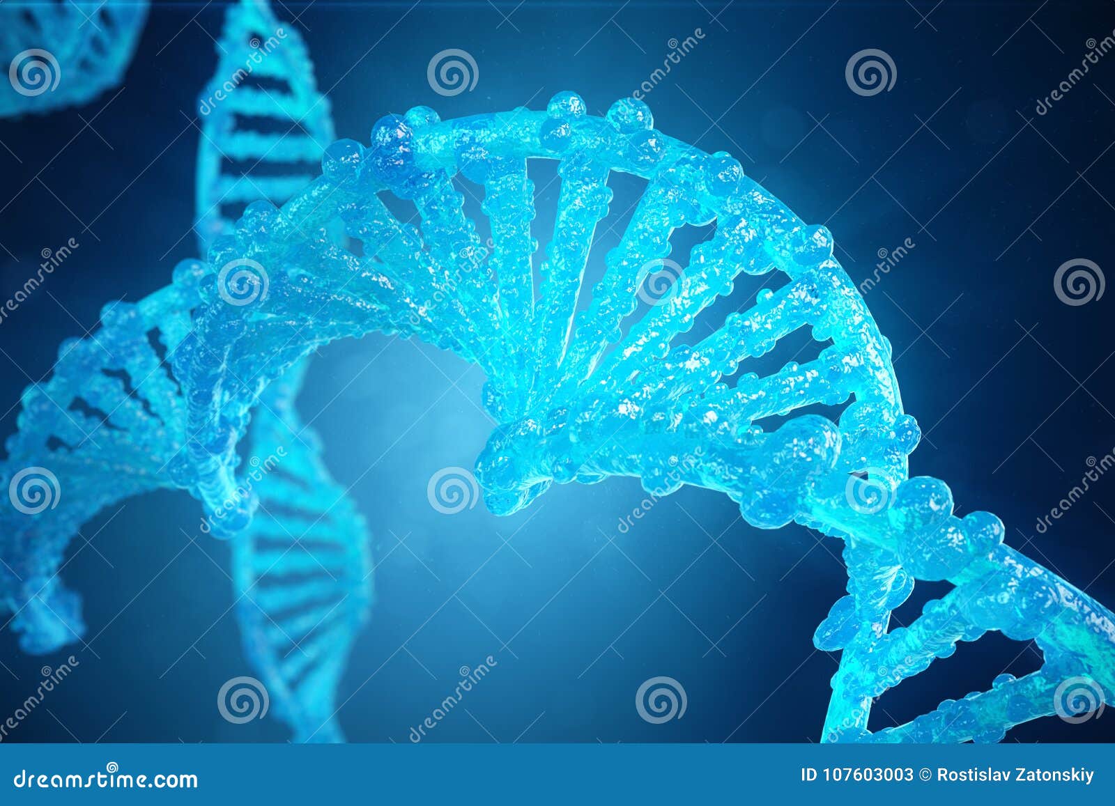 3D Illustration Helix DNA Molecule With Modified Genes. Correcting ...