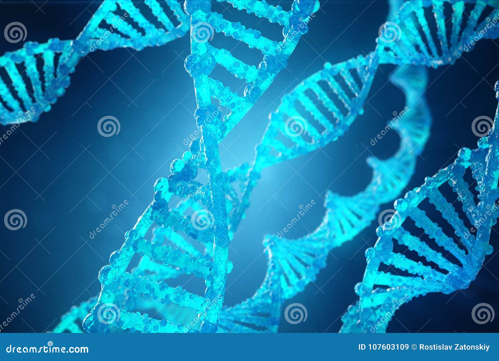 3D Illustration Helix DNA Molecule With Modified Genes. Correcting ...