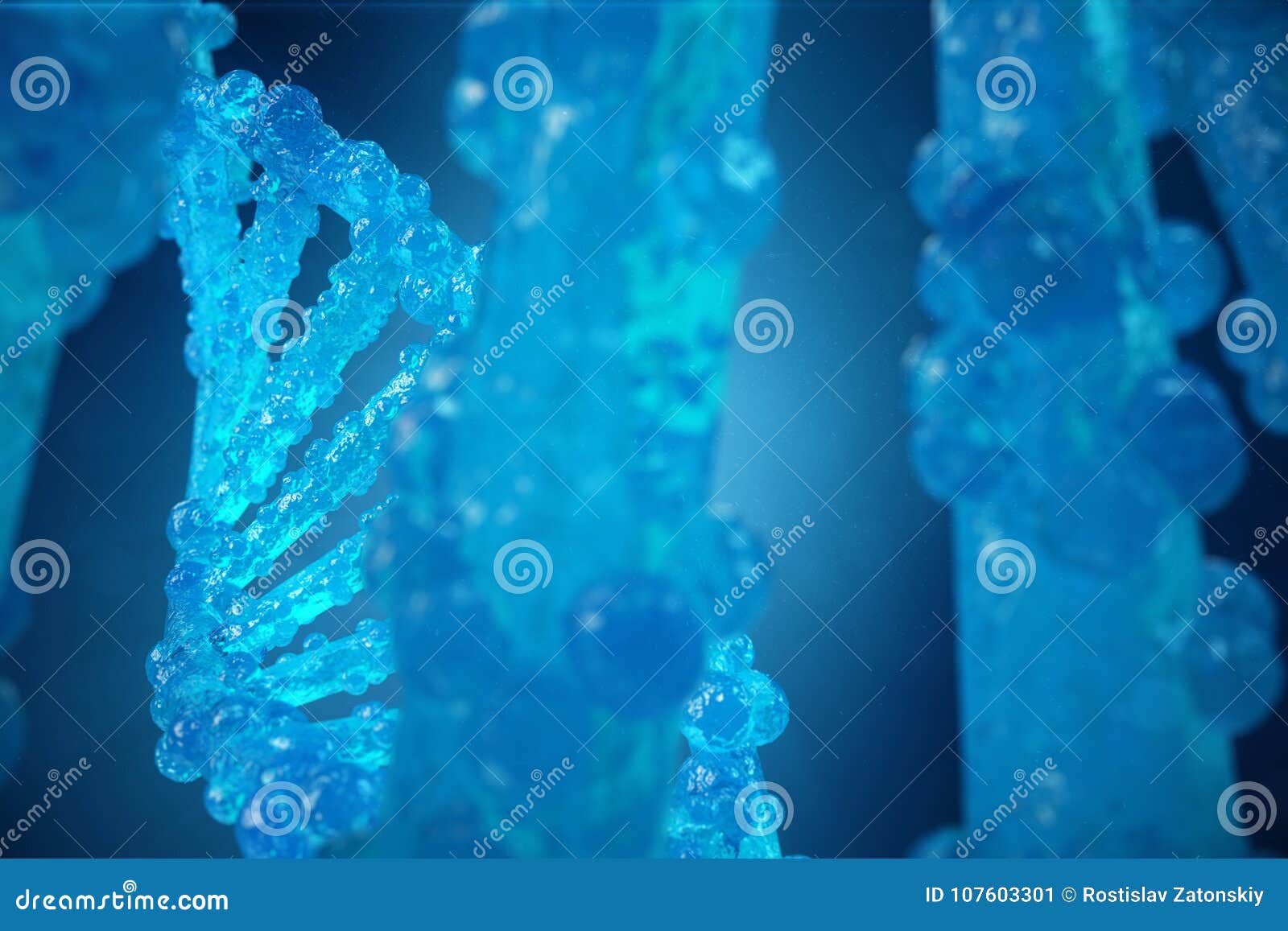 3D Illustration Helix DNA Molecule with Modified Genes. Correcting ...