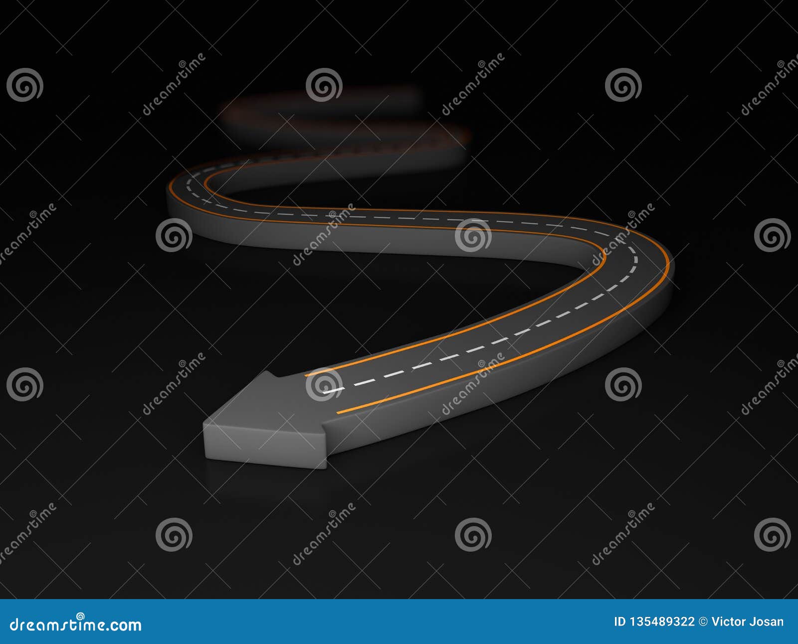 3d Illustration of Highway Arrow at the End of a Road. Stock Photo ...