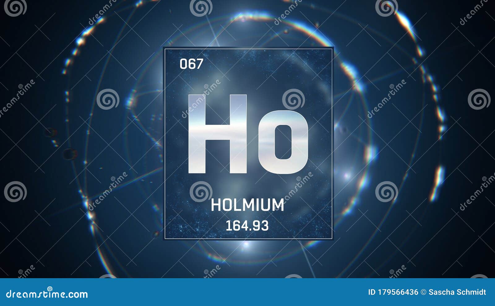 Holmium As Element 67 of the Periodic Table 3D Illustration on Blue ...
