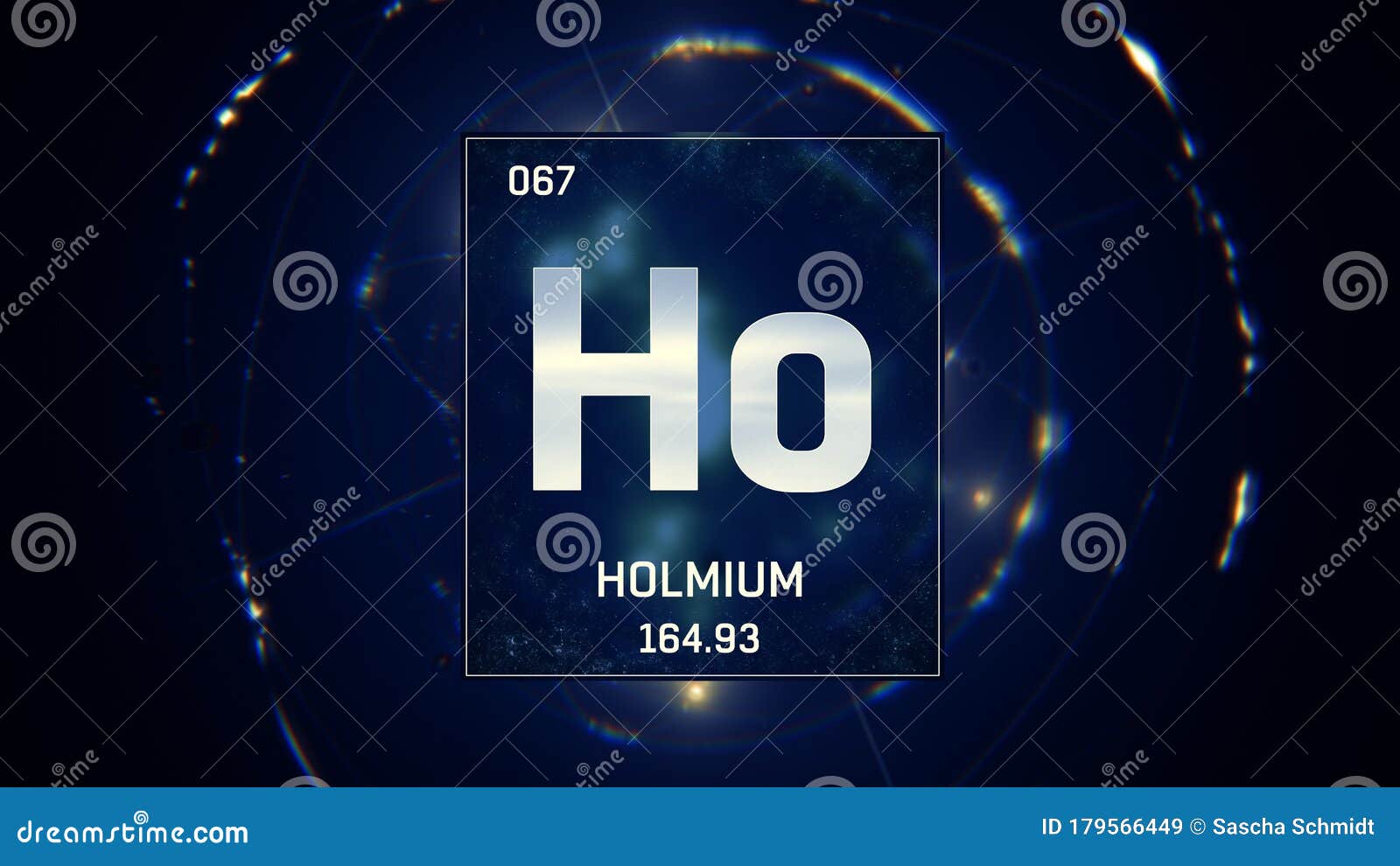 Holmium As Element 67 of the Periodic Table 3D Illustration on Blue ...
