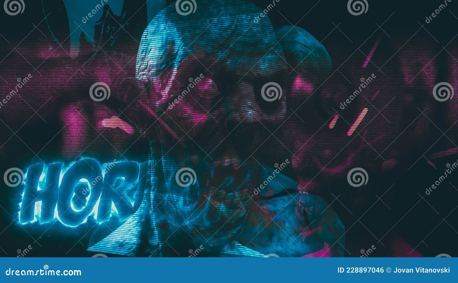 Horror Zombie with Scary Effects Stock Illustration - Illustration of ...