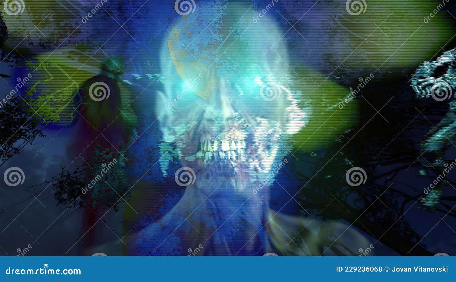 Horror Zombie with Scary Effects Stock Illustration - Illustration of ...