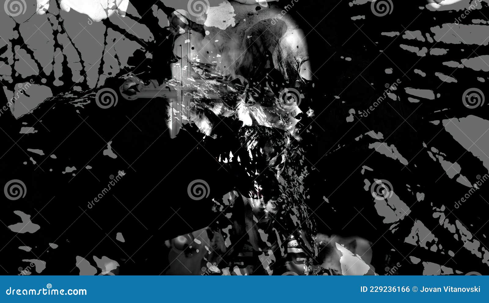Horror Zombie with Scary Effects Stock Illustration - Illustration of ...