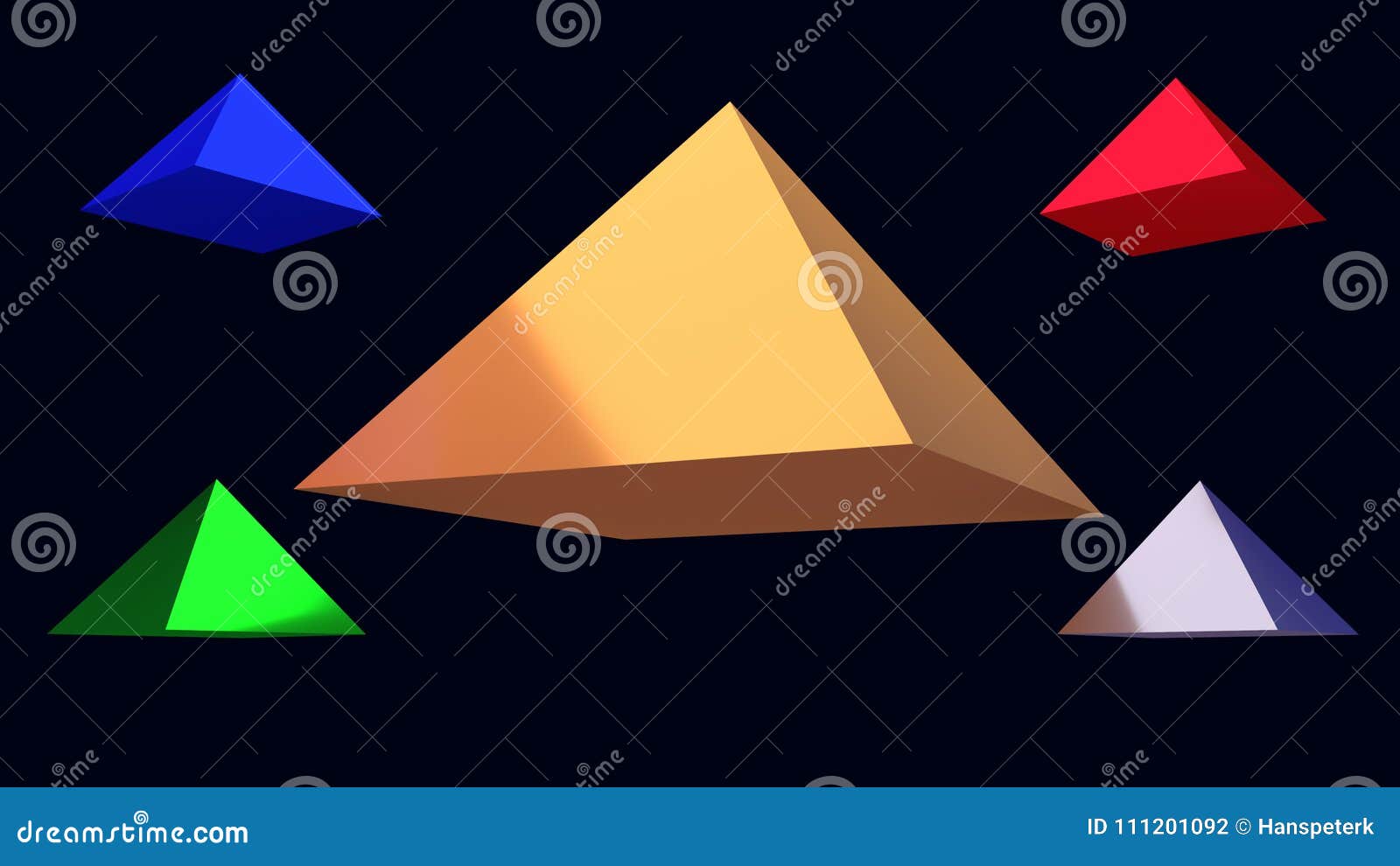 3d Illustration of Hovering Glossy Pyramids Stock Illustration ...