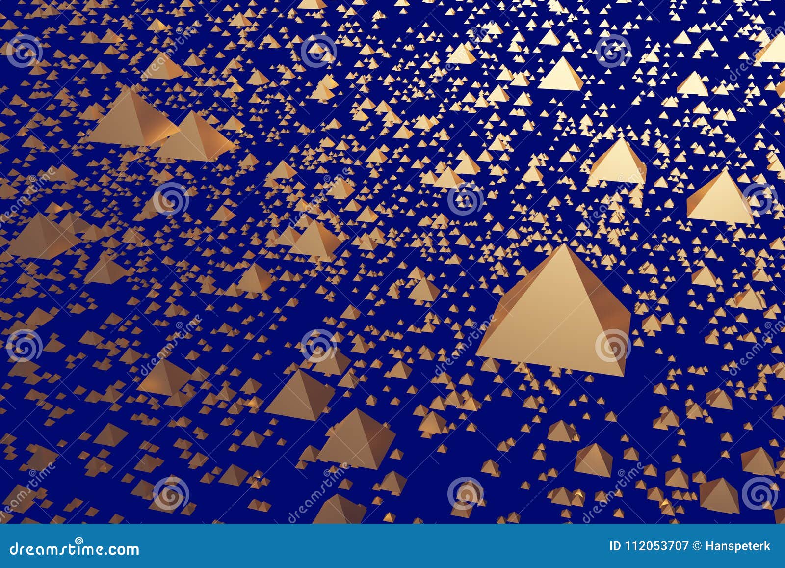 3d Illustration of Golden Hovering Pyramids Stock Illustration ...