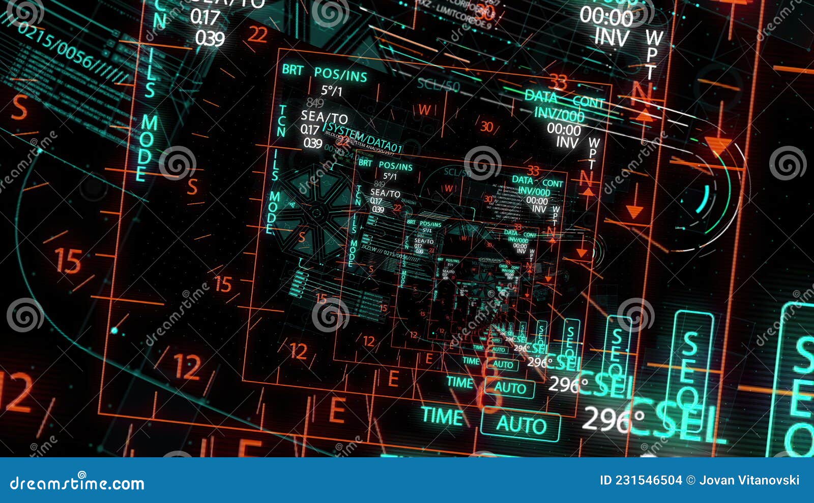 HUD Zoom in.Flying through Futuristic Technological Interface Stock ...