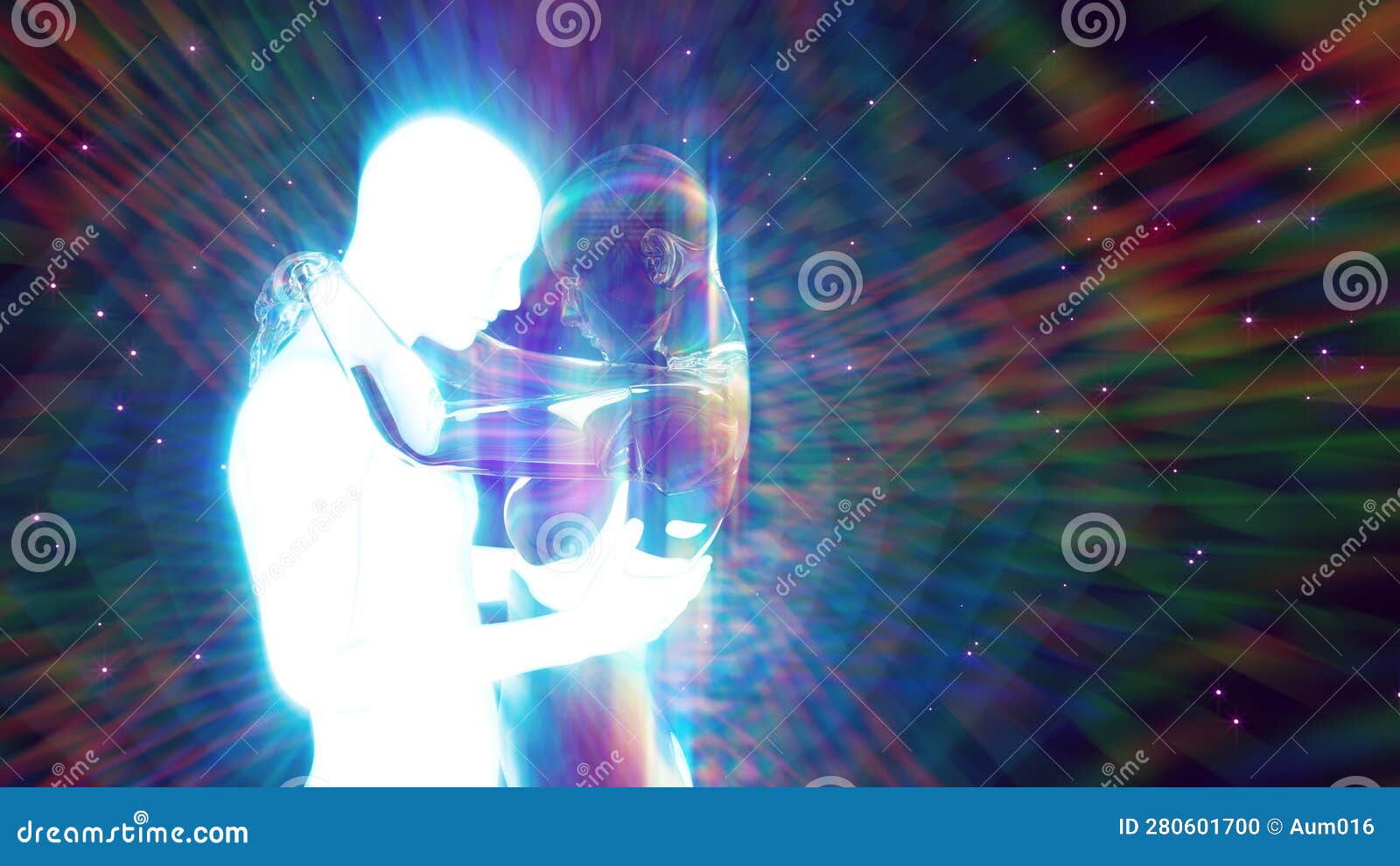 Hugging People in Astral Space Stock Illustration - Illustration of ...