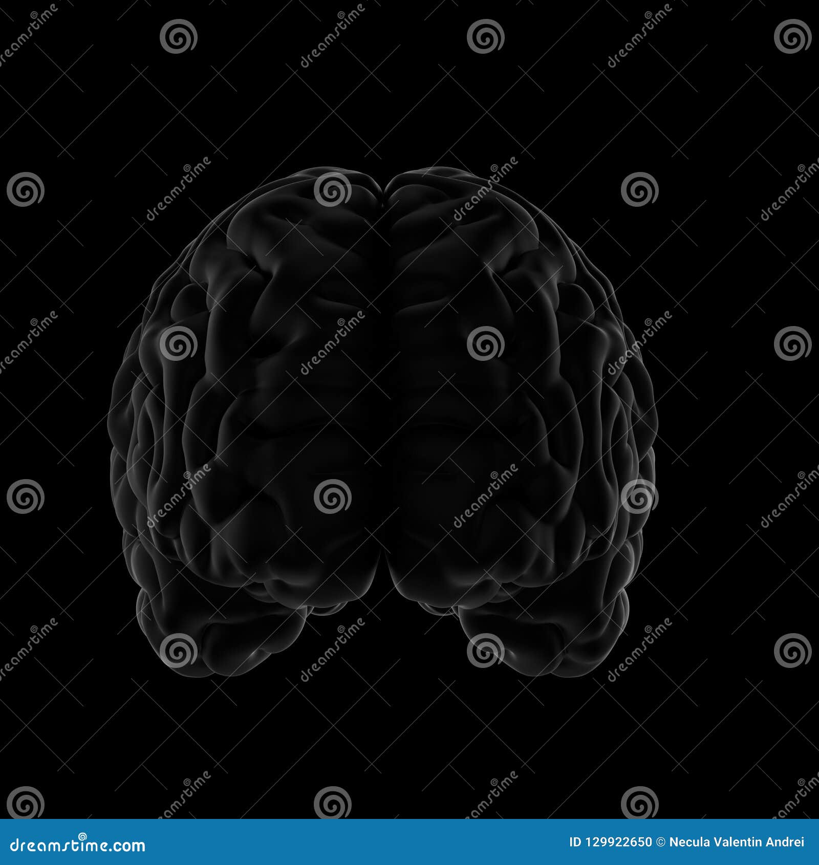 3D Illustration of Human Brain. Black Background Stock Illustration ...
