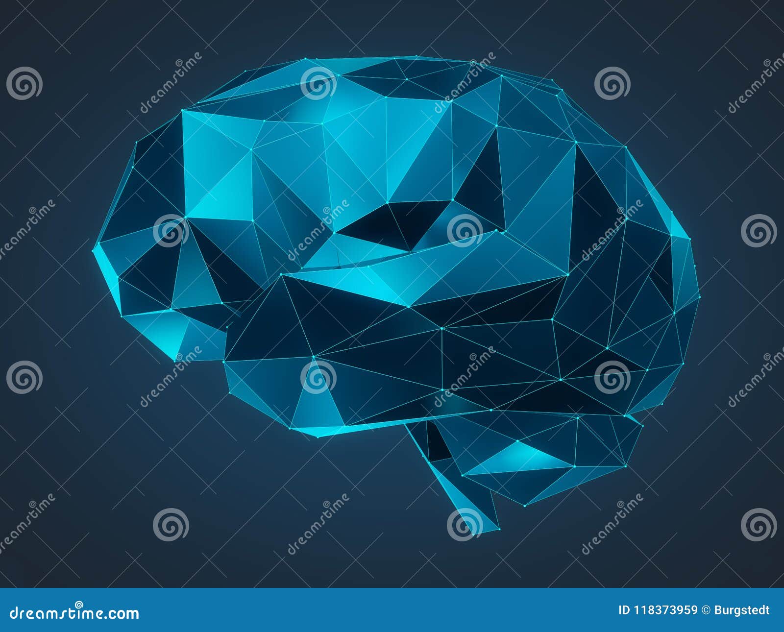 3d Illustration of a Human Brain Consisting of Lines and Polygon Shapes ...