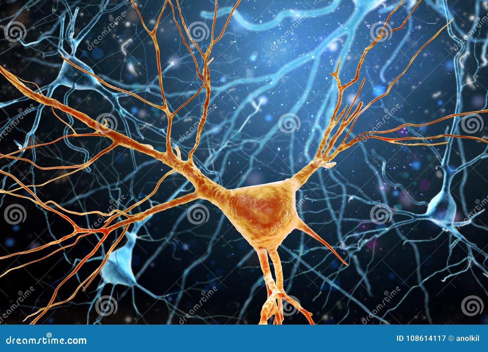 3D Illustration Of Human Brain Neurons Structure. Royalty-Free Stock ...