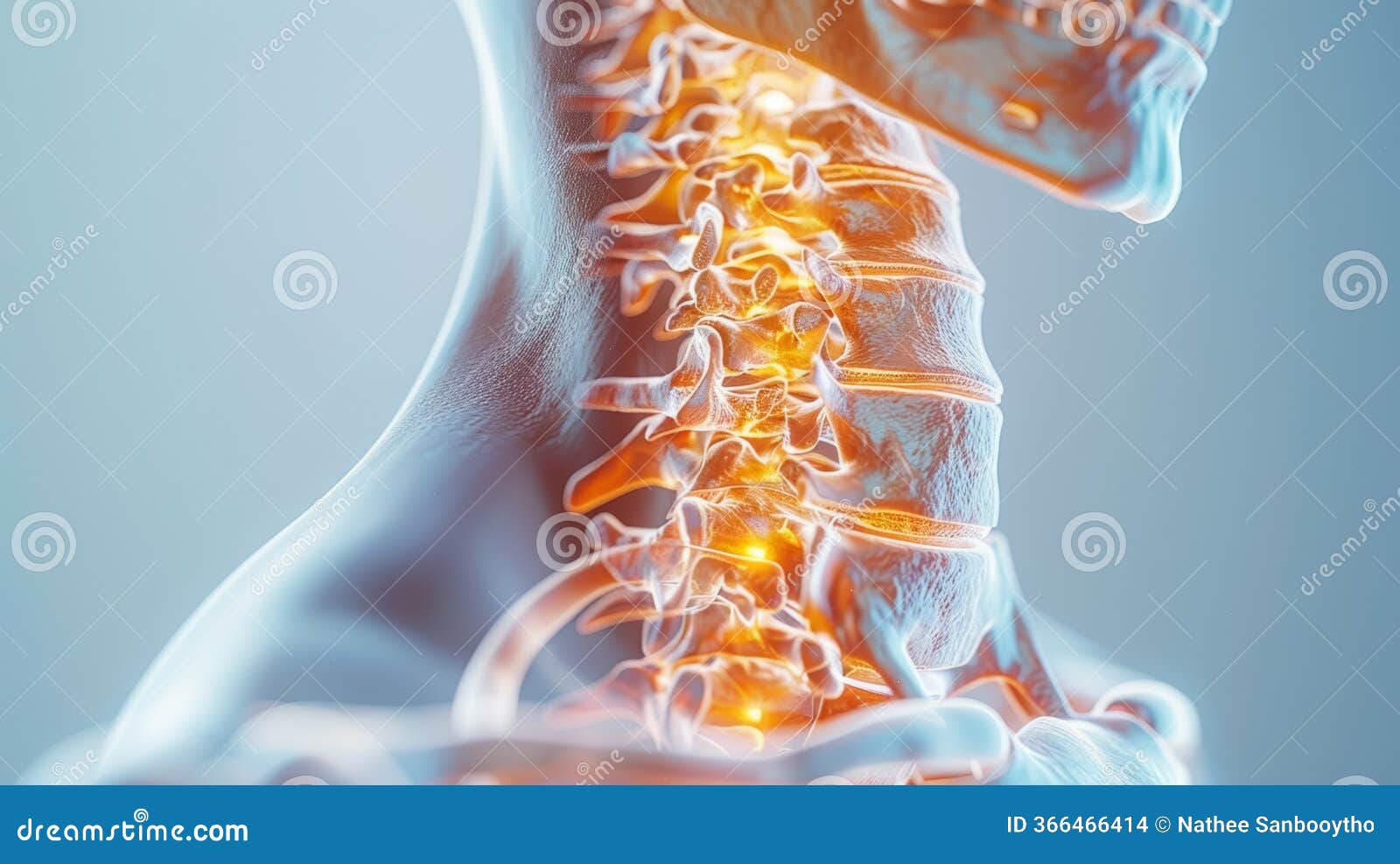 Human Cervical Spine Anatomy 3D Model: Detailed View Of The Vertebrae ...