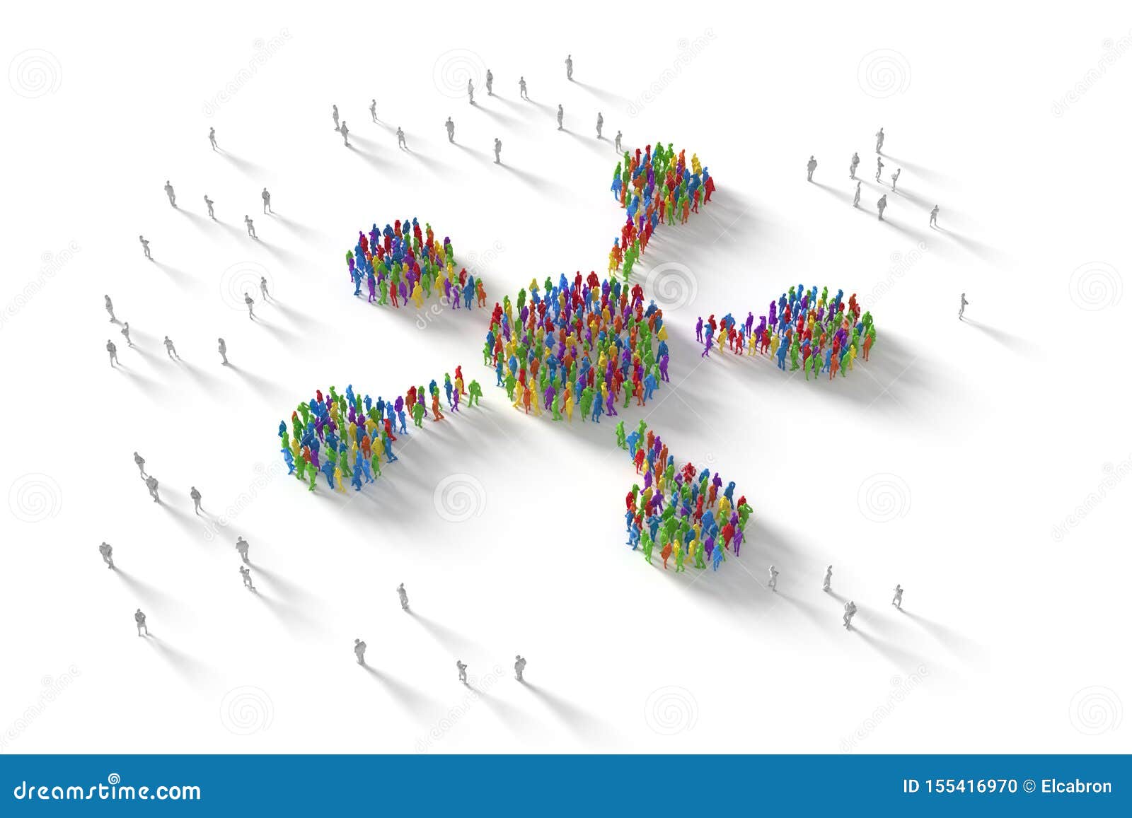 3D Illustration of Human Crowd Forming a Network Symbol Stock ...