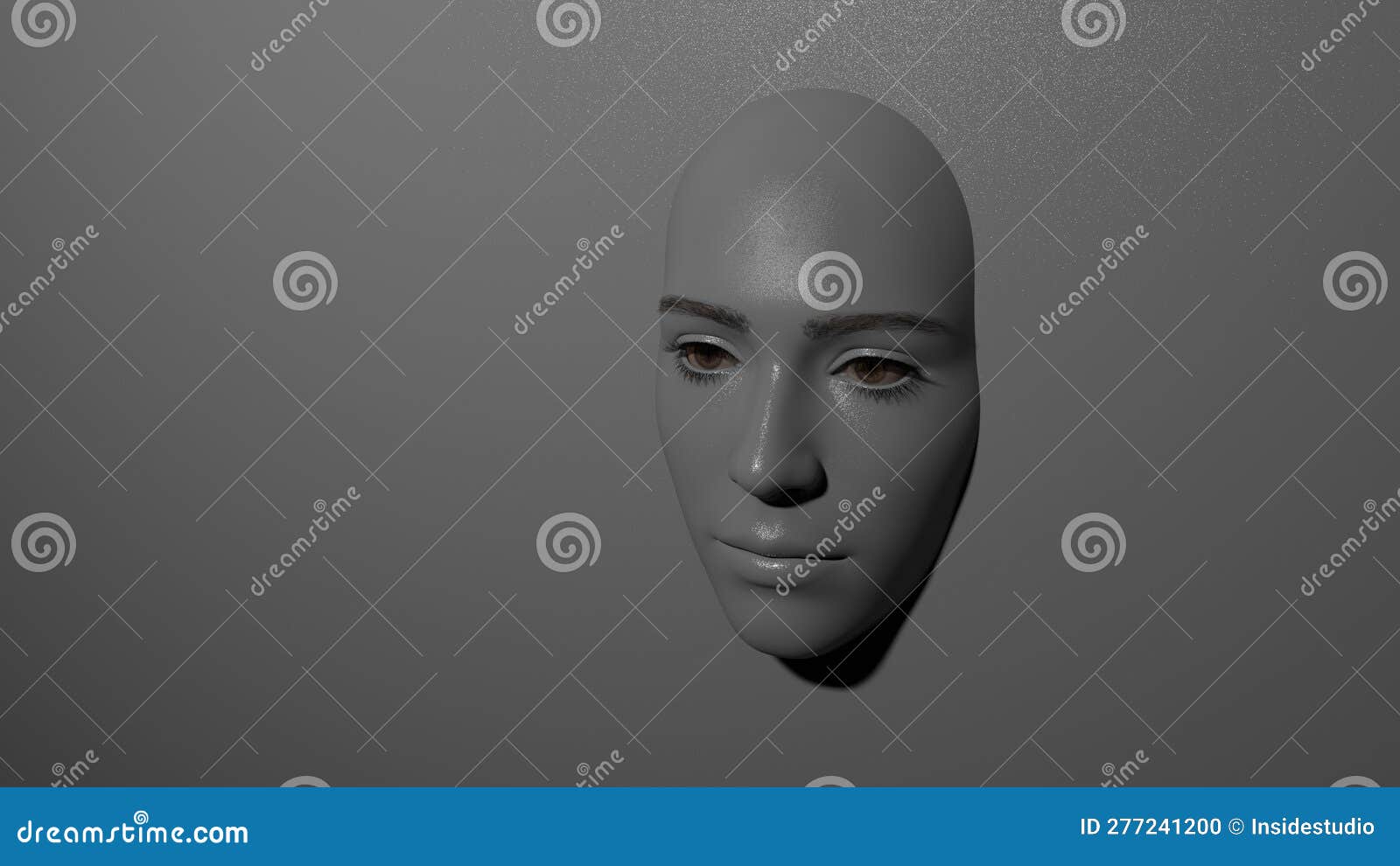3d Illustration. Human Face Sticking Out of the Gray Background. Stock ...