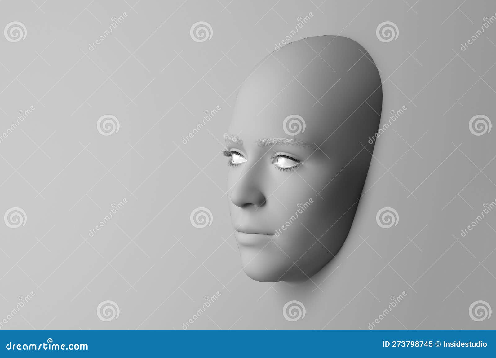 3d Illustration. Human Face Sticking Out of the White Background. Stock ...