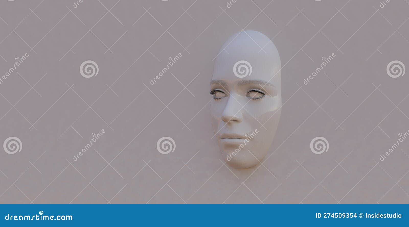 3d Illustration. Human Face Sticking Out of the White Background. Stock ...
