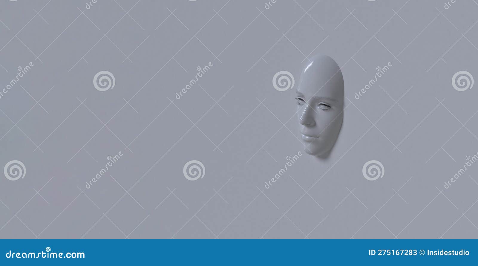 3d Illustration. Human Face Sticking Out of the White Background. Stock ...