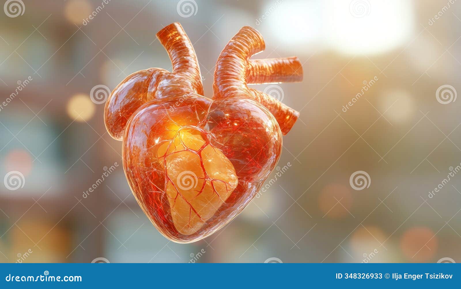 3D Illustration of a Human Heart Anatomy with Transparent Muscles and ...