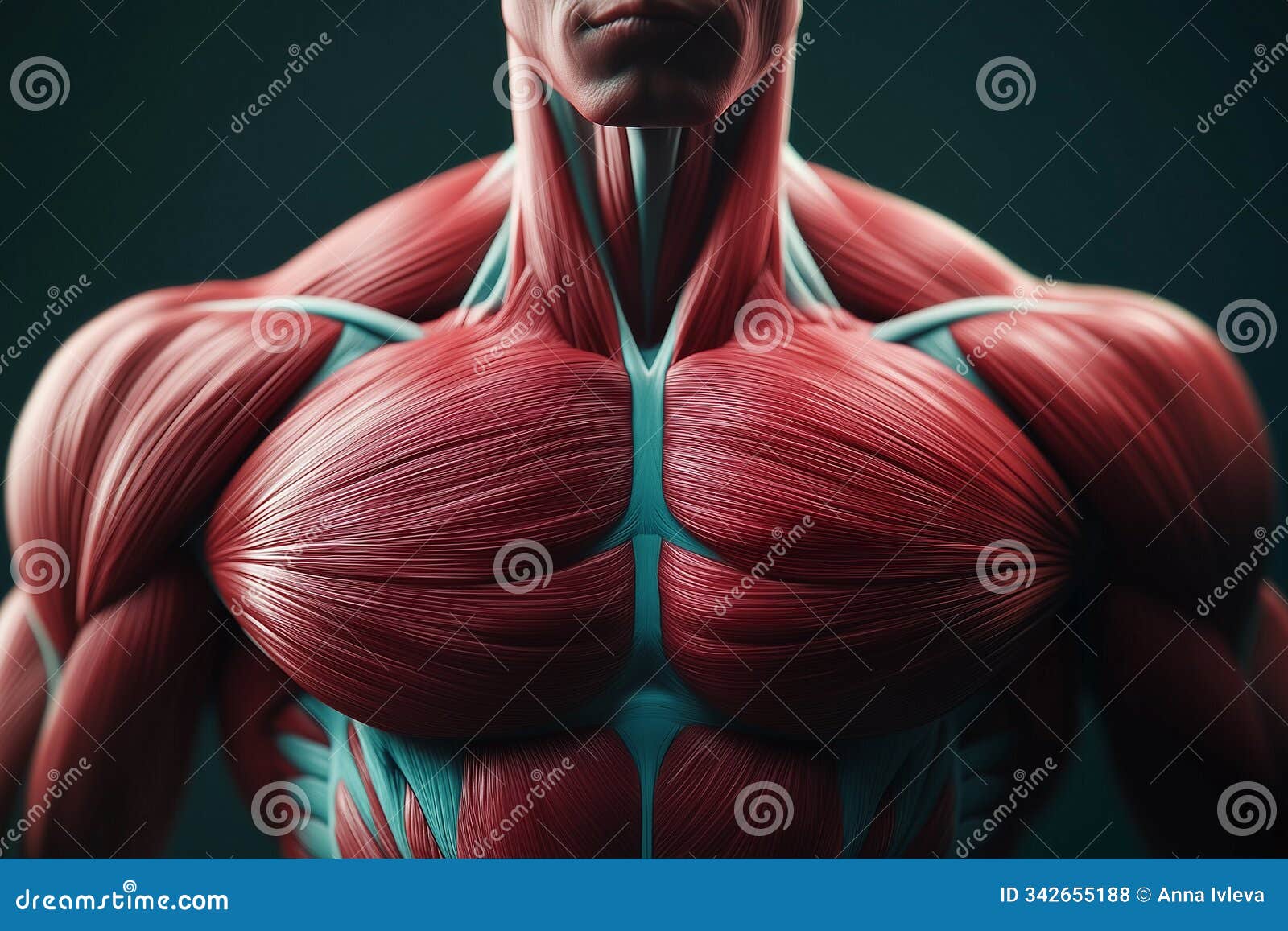 3D Illustration of the Human Pectoral Muscles, Highlighting Their ...