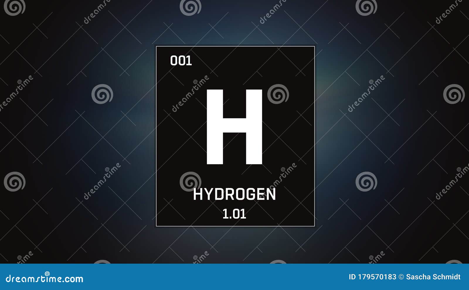 Hydrogen As Element 1 of the Periodic Table 3D Illustration on Grey ...