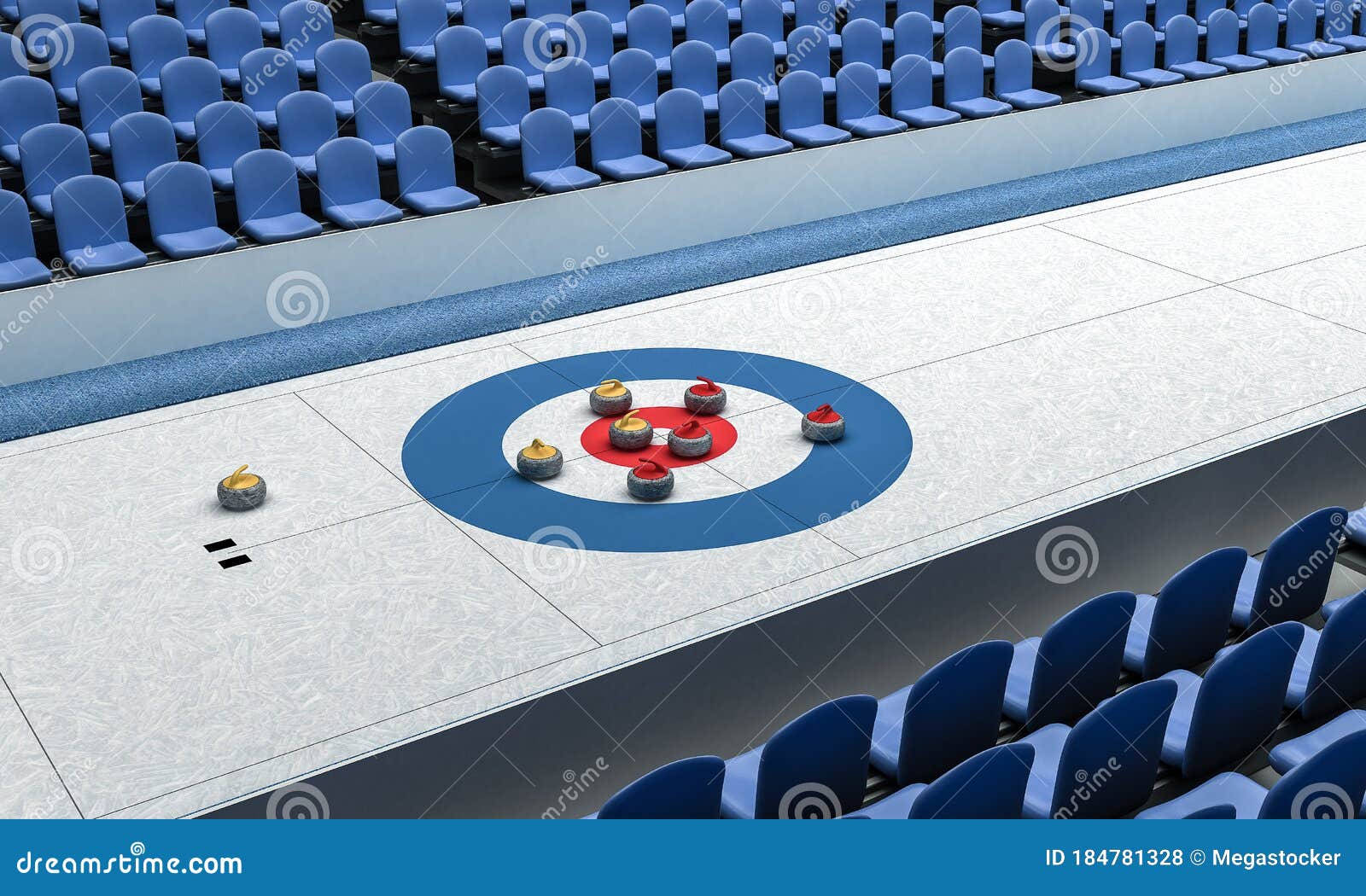 3D Illustration of Ice Arena for Playing Curling Stock Illustration ...