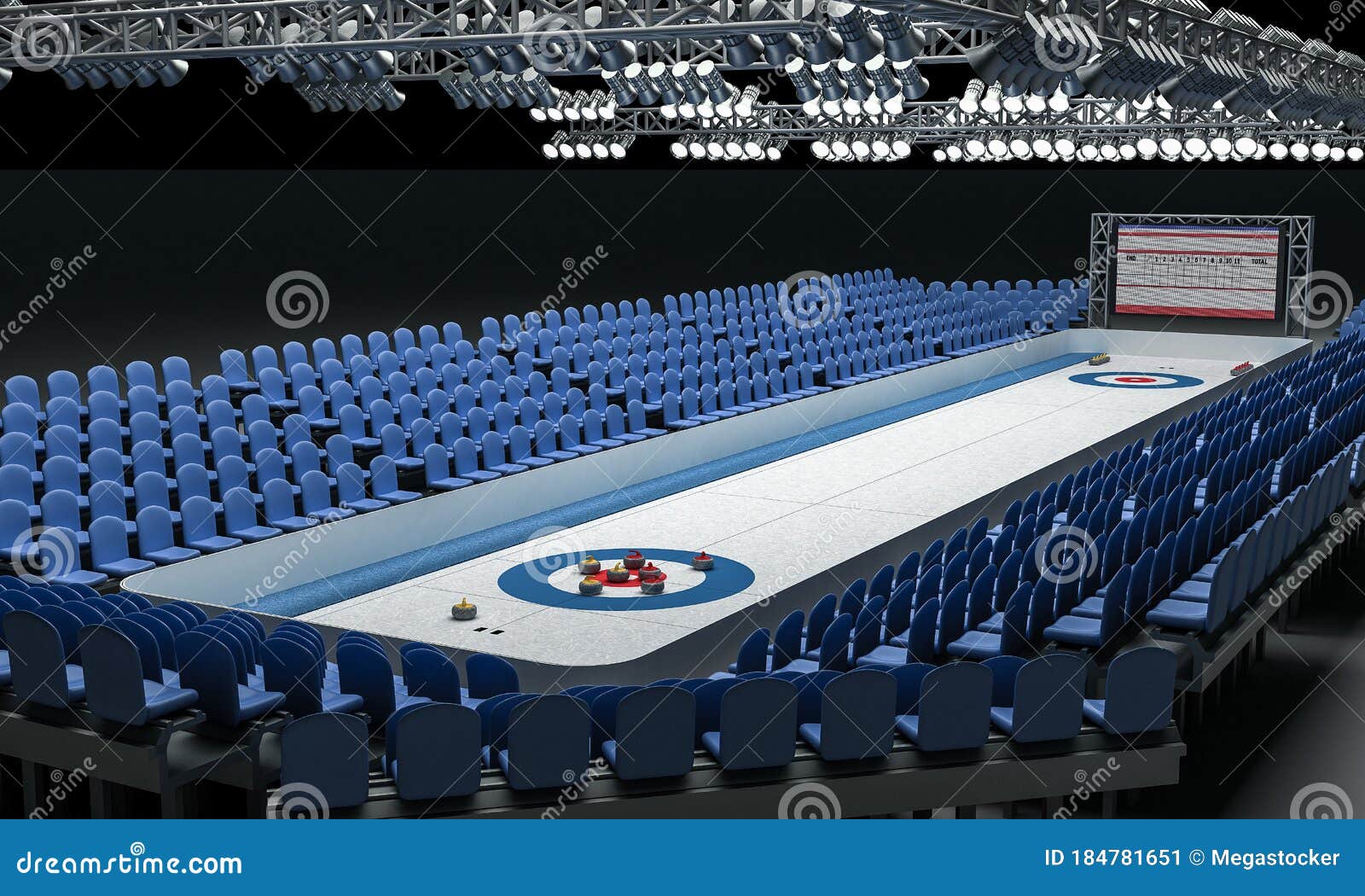 3D Illustration of Ice Arena for Playing Curling Stock Illustration ...