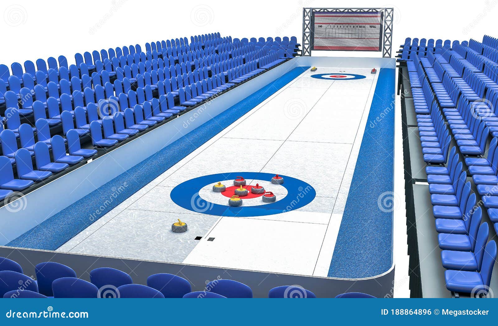3D Illustration of Ice Arena for Playing Curling Stock Illustration ...