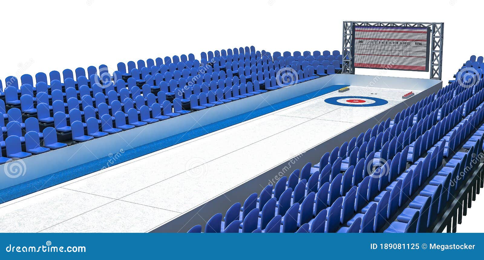 3D Illustration of Ice Arena for Playing Curling Stock Illustration ...
