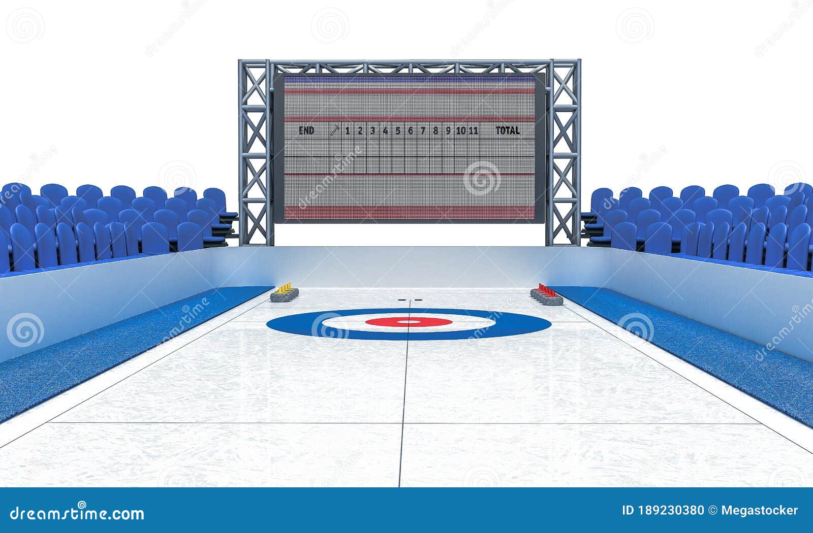 3D Illustration of Ice Arena for Playing Curling Stock Illustration ...