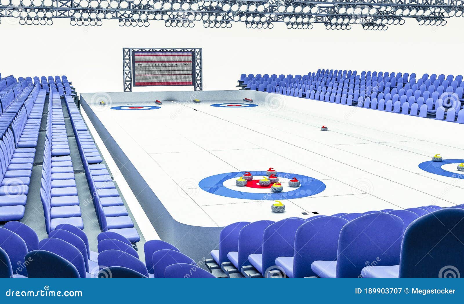 3D Illustration of Ice Arena for Playing Curling Stock Illustration ...