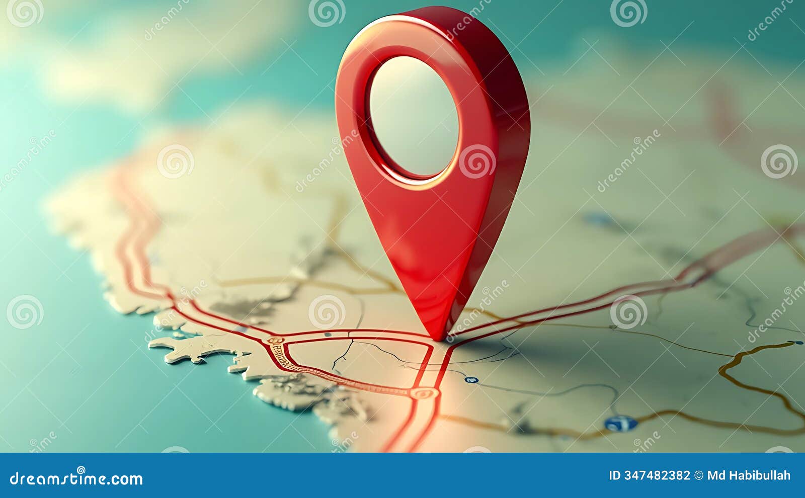 3d Illustration of an Icon with Destination Point on the Map Stock ...