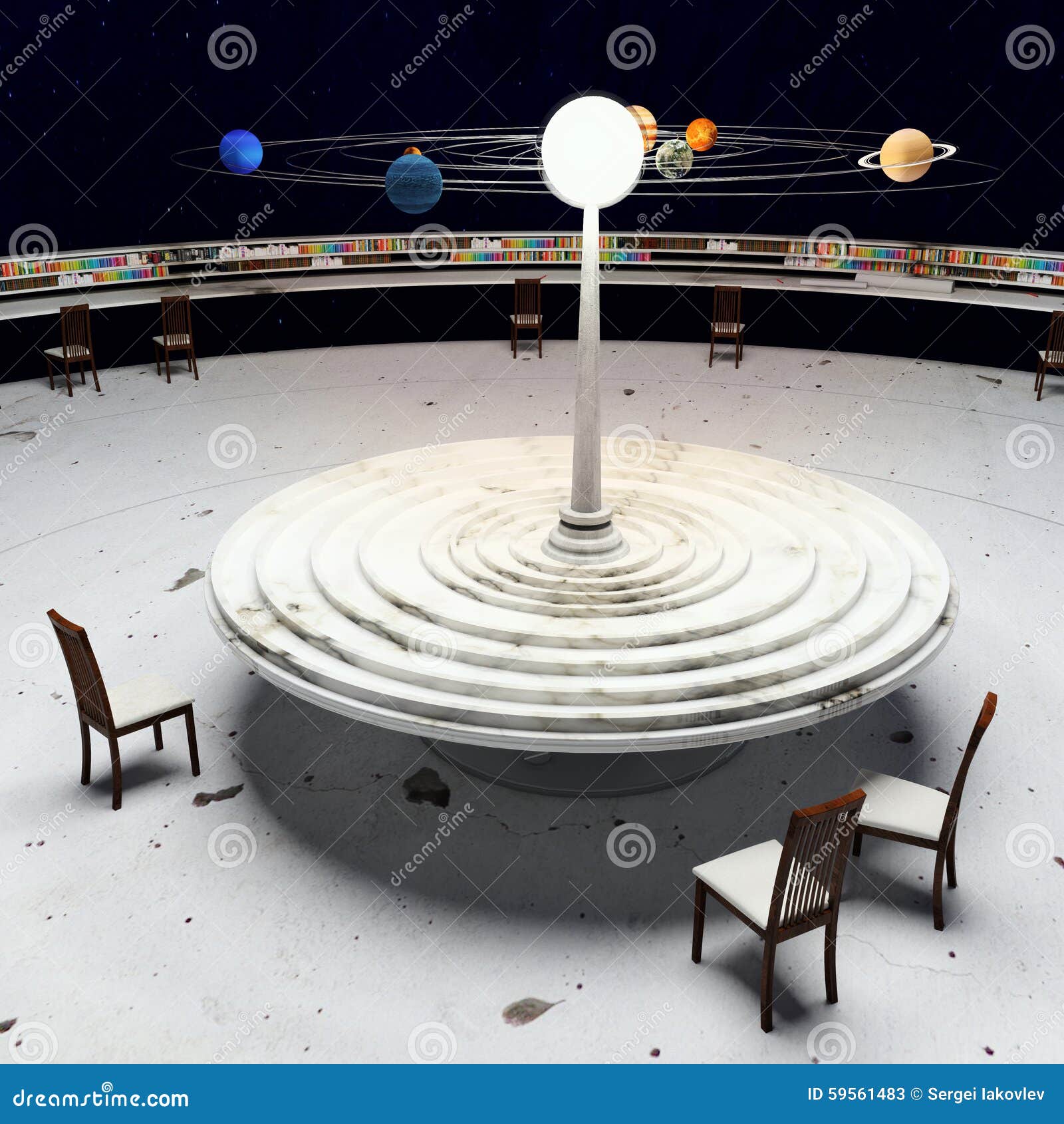 3d Illustration with the Image of the Interior of the Observatory Stock ...