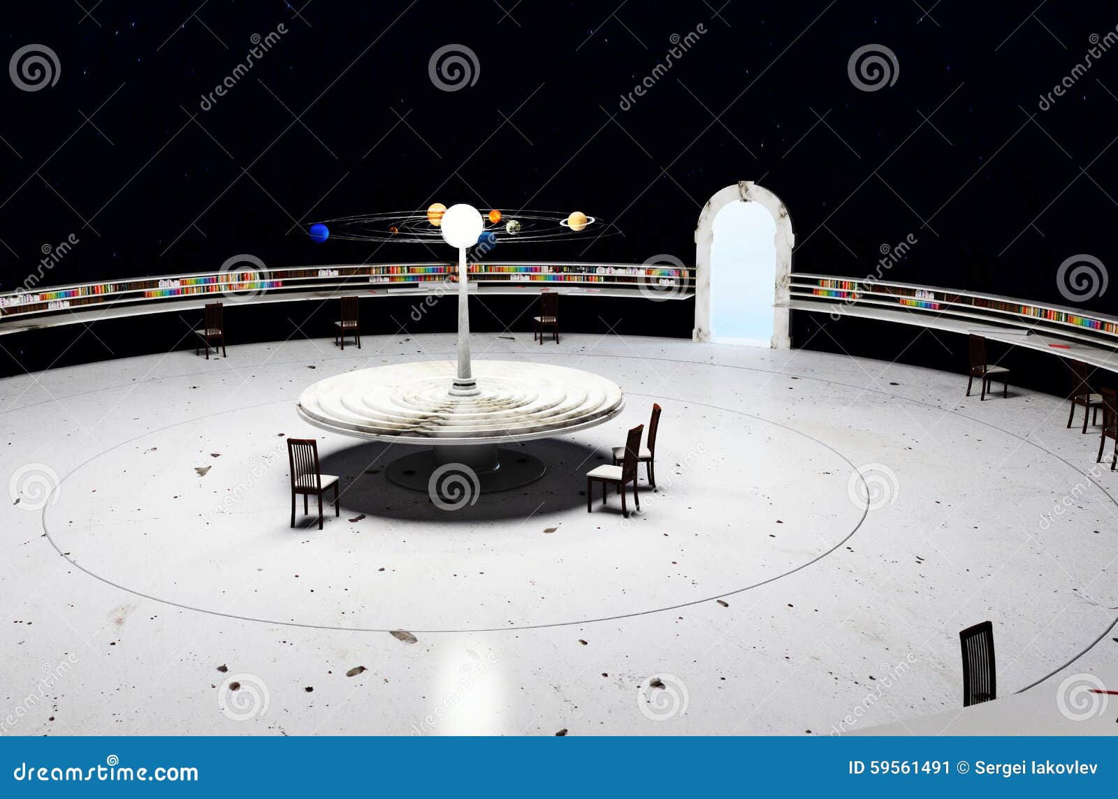 3d Illustration with the Image of the Interior of the Observatory Stock ...