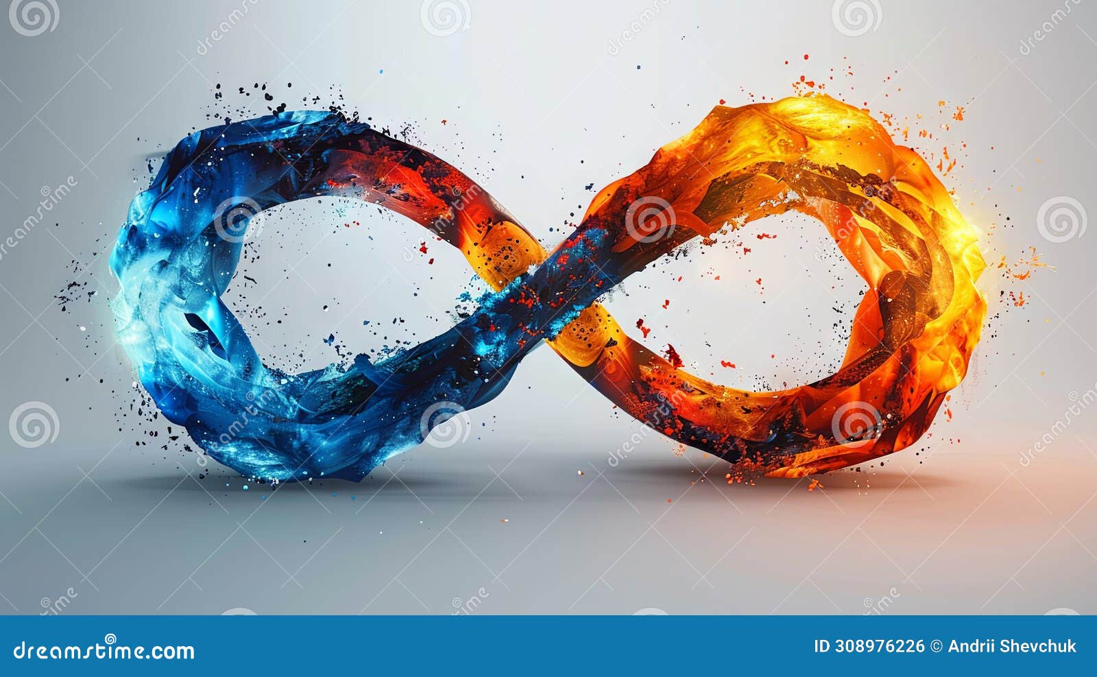3d Illustration of Infinity Symbol Made of Watercolor Paint Splashes ...