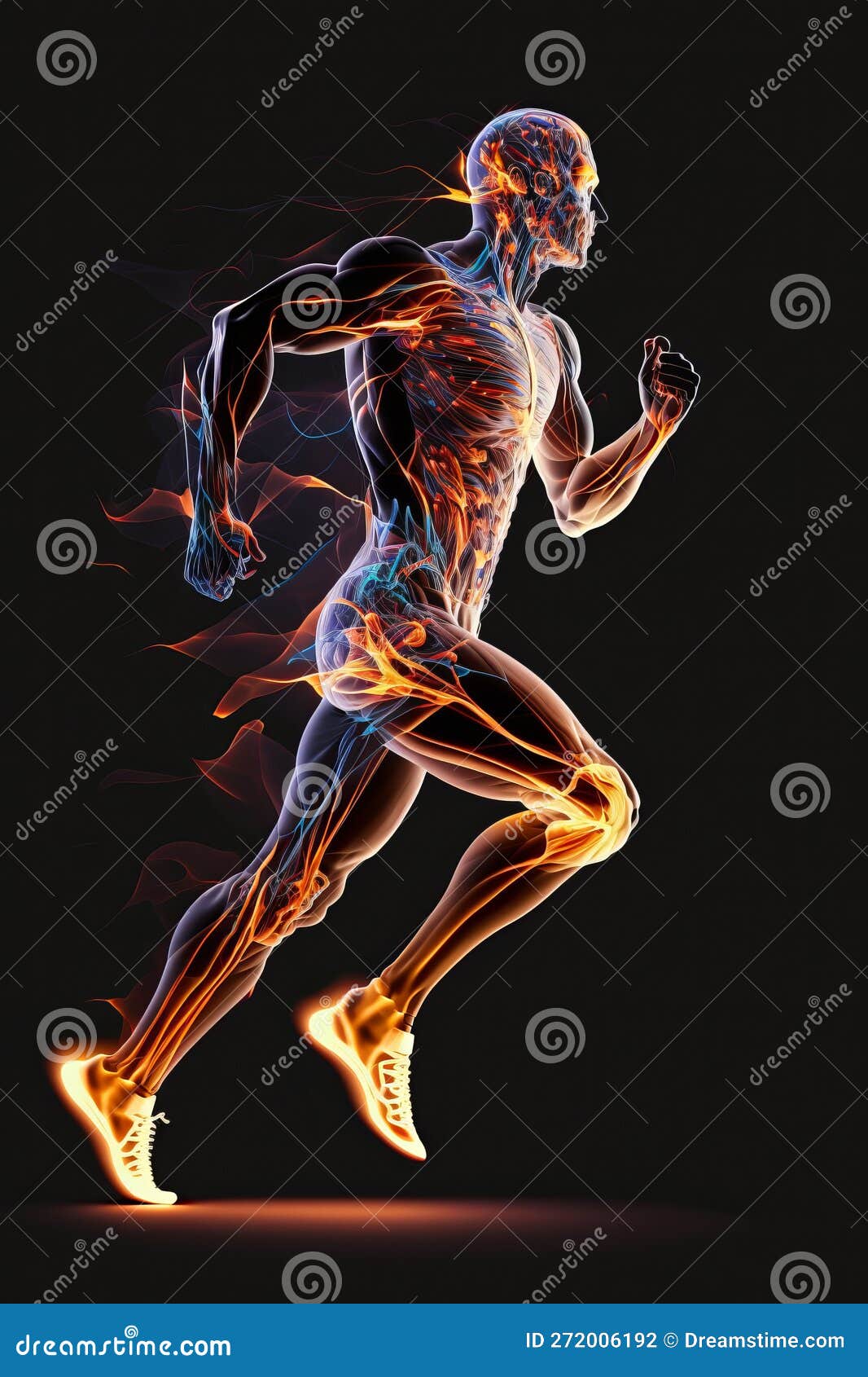3d Illustration of the Inner Energy of a Running Man Stock Illustration ...