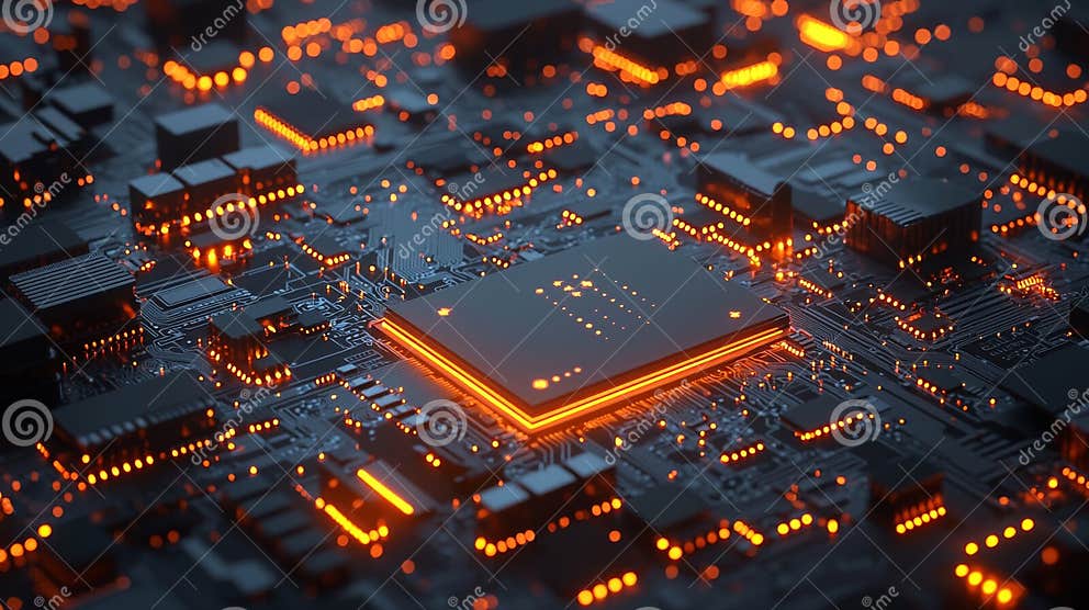 A 3D Illustration of an Intelligent Chip Processor Symbolizing Big Data ...