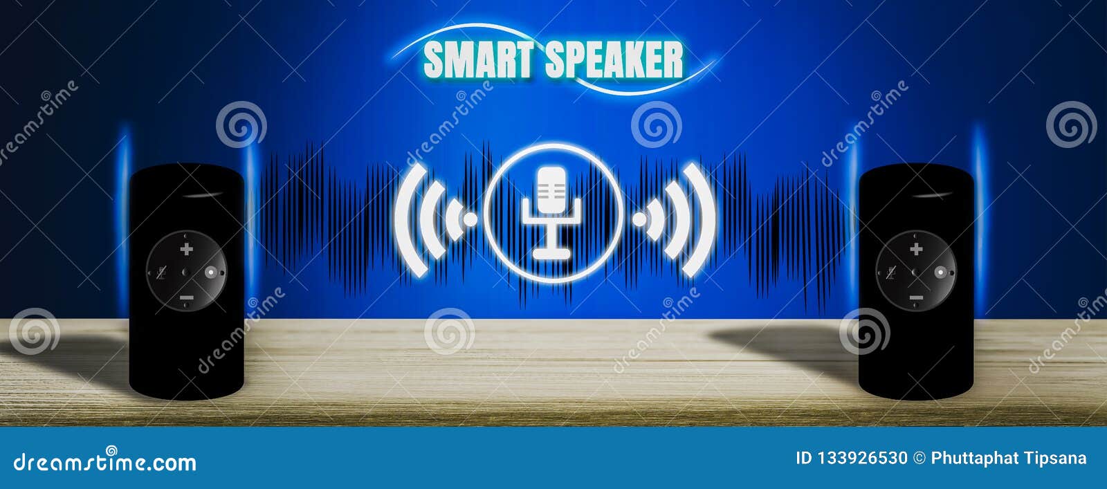 3D Illustration Intelligent Speaker of Future,recording, Learning ...
