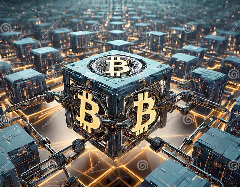 3d Illustration of Interconnected Cubes Symbolizing a Blockchain ...